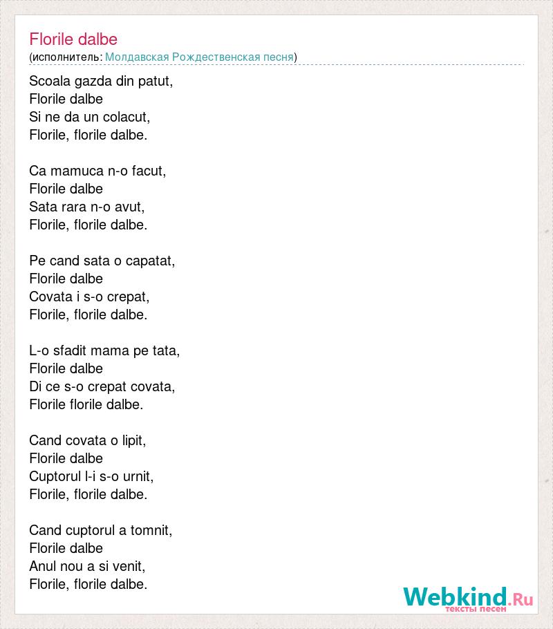 Текст песни Florile dalbe, слова песни